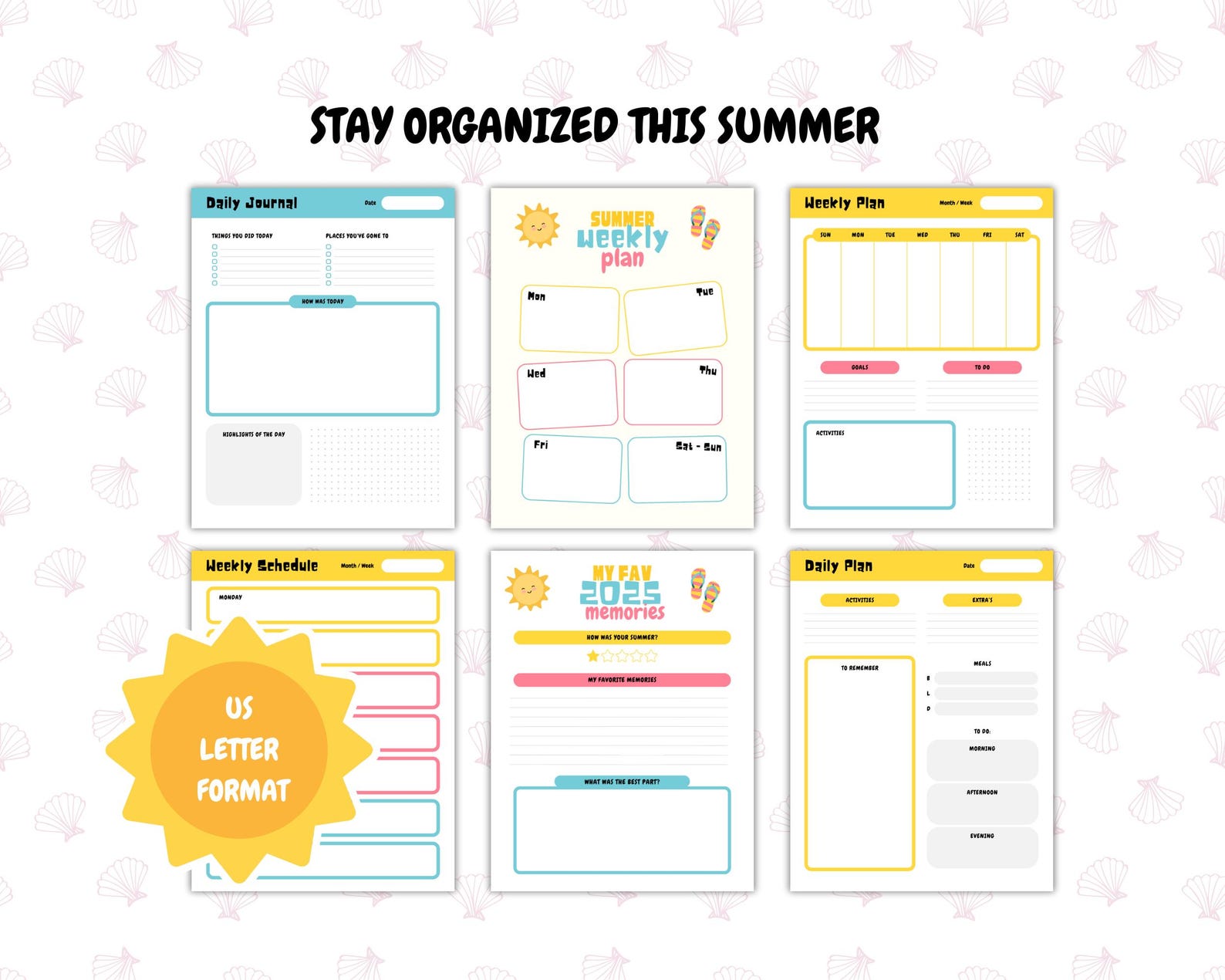 2025 Summer Journal Bundle, Printable Summer Break Planner, Fun Summer ...