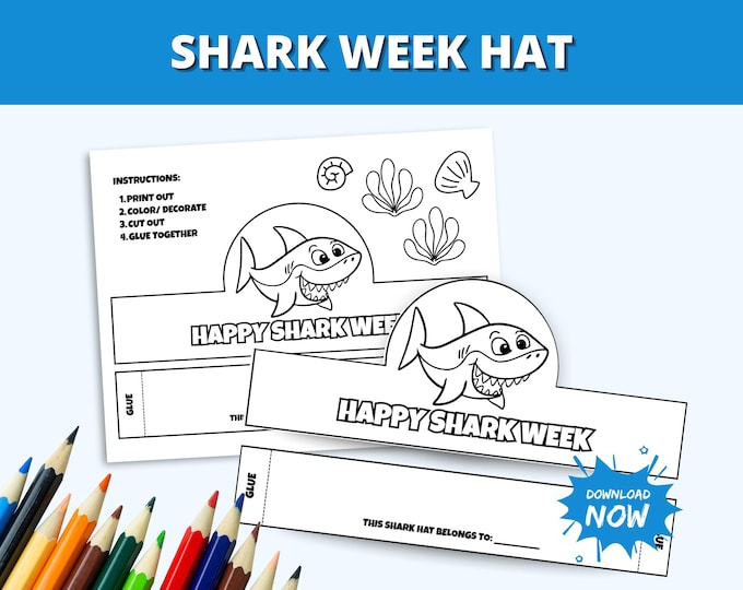 Shark Hat Band Shark Crown - Shark Week Activities Shark Craft ...