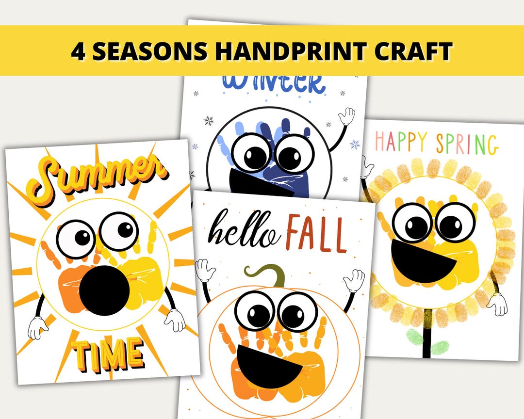 Year-round Handprint Art Bundle for Kids, Four Seasons Craft Kits for ...