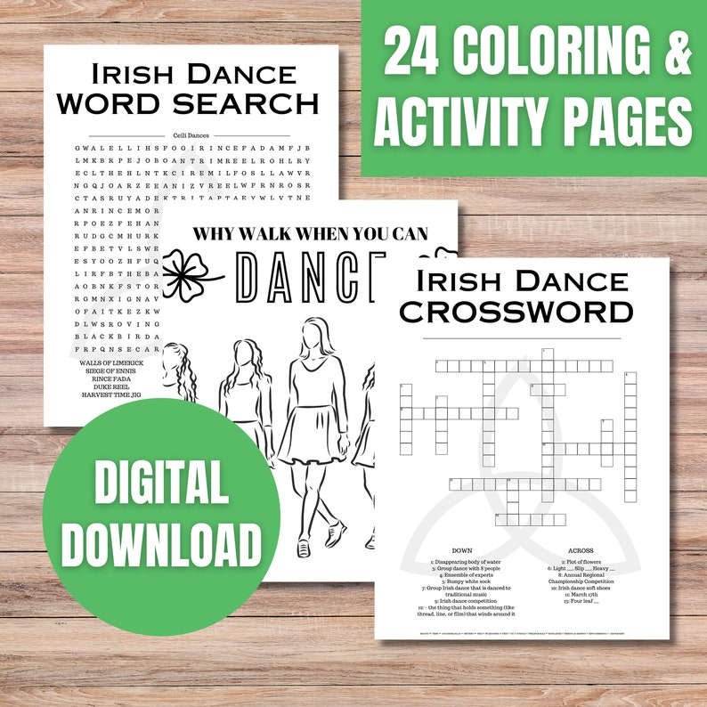 Irish Dance Coloring and Activity Pages Digital Download 24 Coloring ...