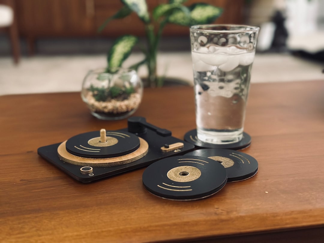 Vintage Record Player Coaster Set, Retro Record Player Home Decor - Etsy