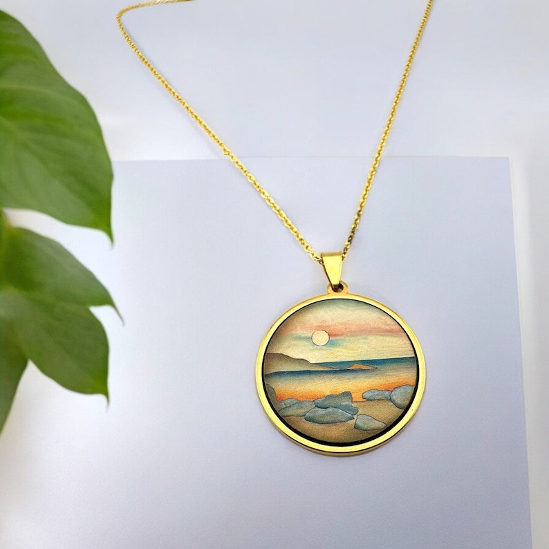 Beach Pendant Necklace, Sunset Necklace Pendant Necklace, Wood Necklace ...