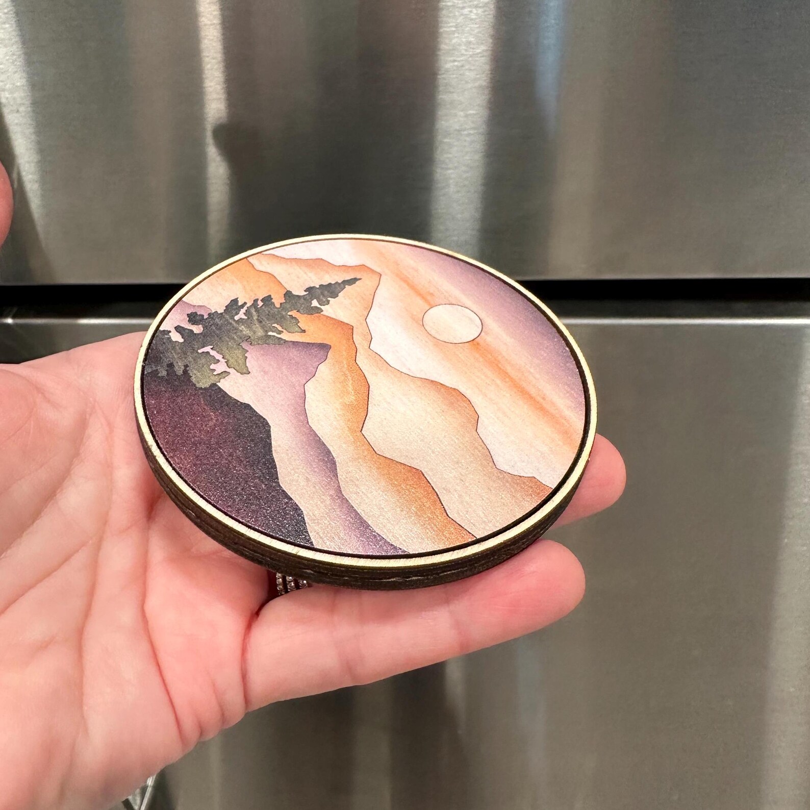 Forest Mountain Wood Magnets, Adventure Cabin Frig Decor, Sun and Moon ...
