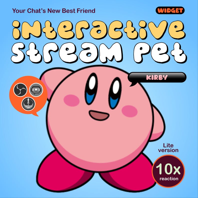 Cute Kirby Stream Widget. Interactive Animated Virtual Pet for Live ...