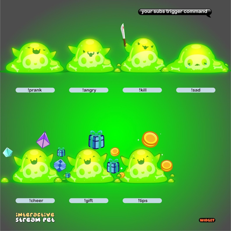 Toxic Slime Stream Pet Overlay | Interactive Animated Virtual Pet for ...