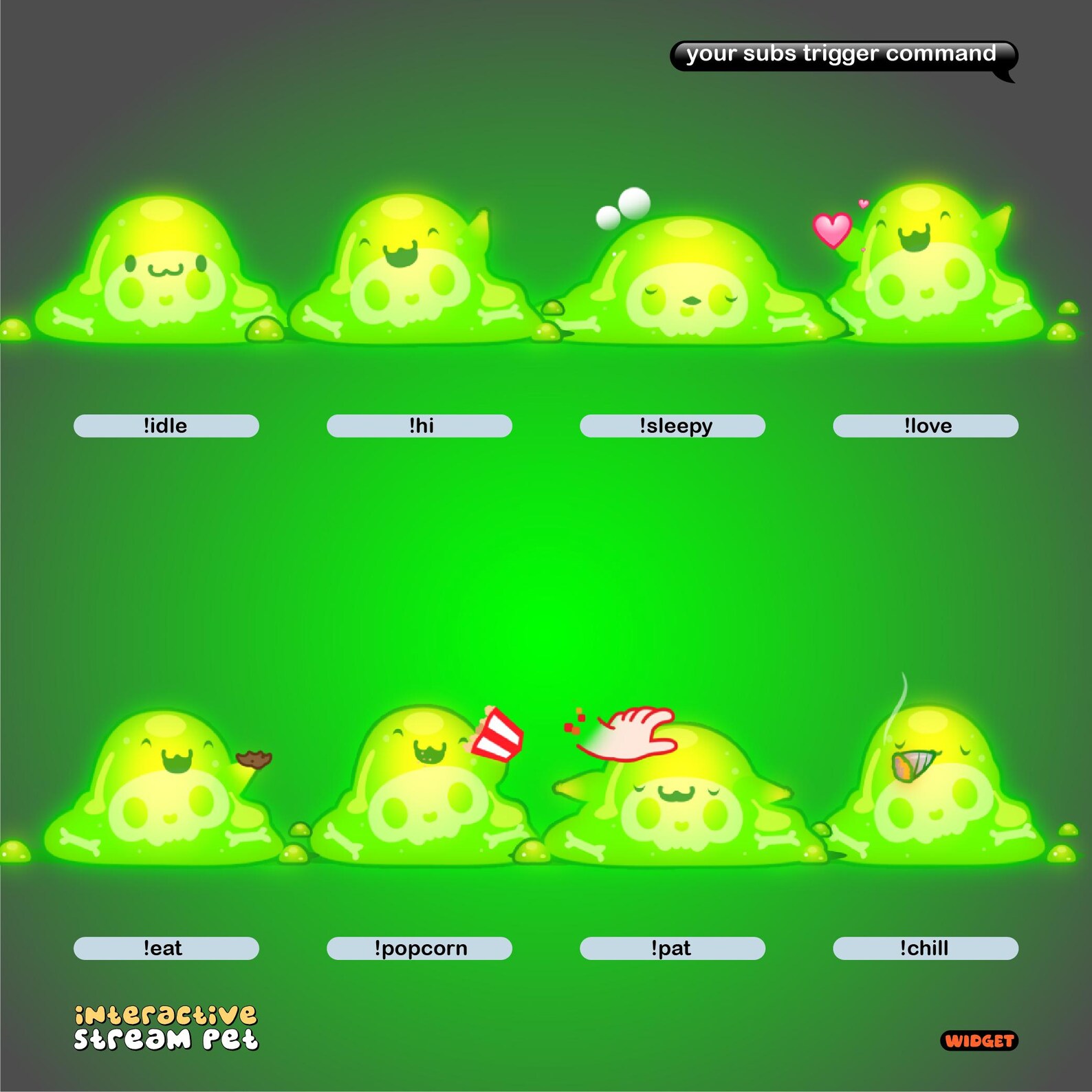 Toxic Slime Stream Pet Overlay . 15 Command Interactive Animated ...