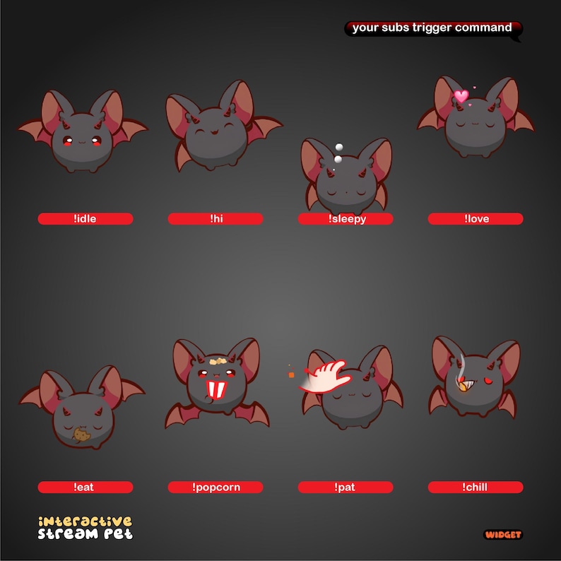 Dark Vampire Bat Stream Pet Overlay | Interactive Animated Virtual Pet ...
