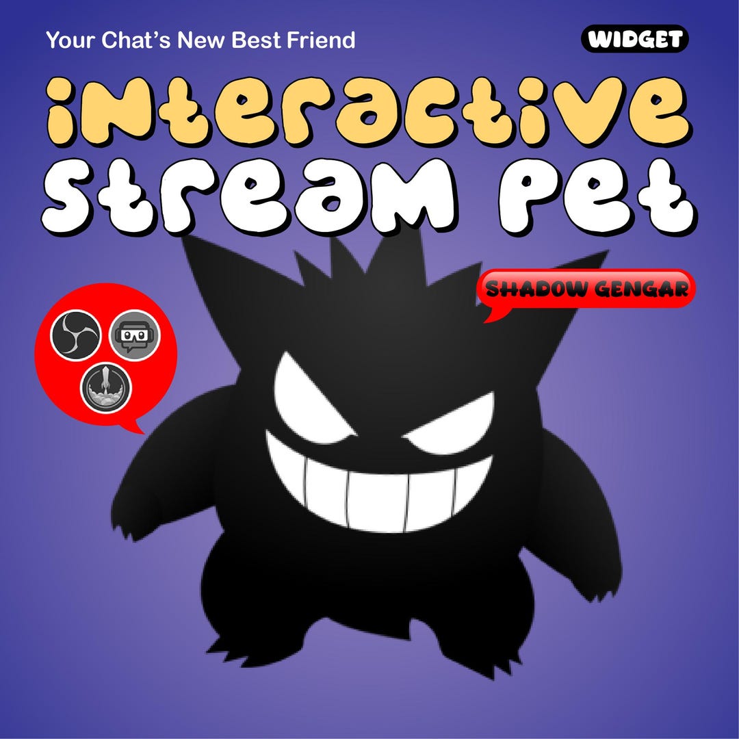 Shadow Gengar Stream Pet Overlay | Interactive Animated Virtual Pet for ...