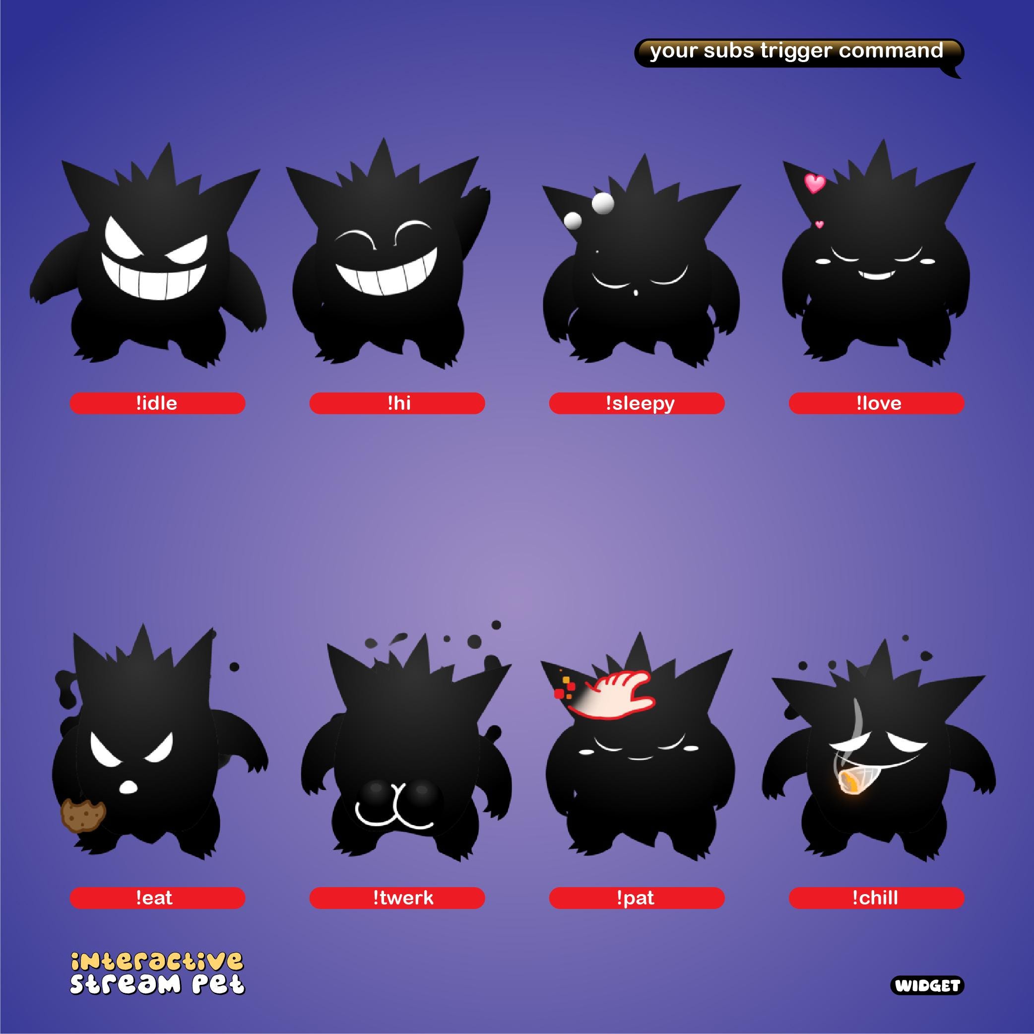 Shadow Gengar Stream Pet Overlay | Interactive Animated Virtual Pet for ...