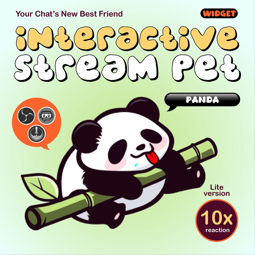 Panda Stream Pet Overlay | Interactive Animated Widget (lite Version ...