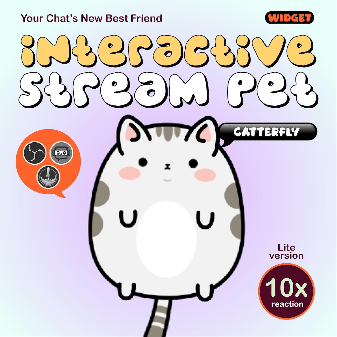 Cat Butterfly Stream Pet Overlay | Interactive Animated Widget (lite ...