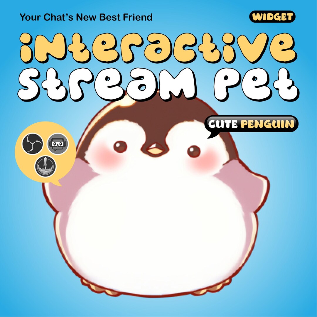 Cute Penguin Stream Pet Overlay | Interactive Animated Virtual Pet for ...