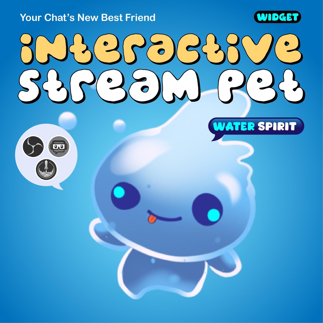 Water Spirit Stream Pet Overlay | Interactive Animated Virtual Pet for ...
