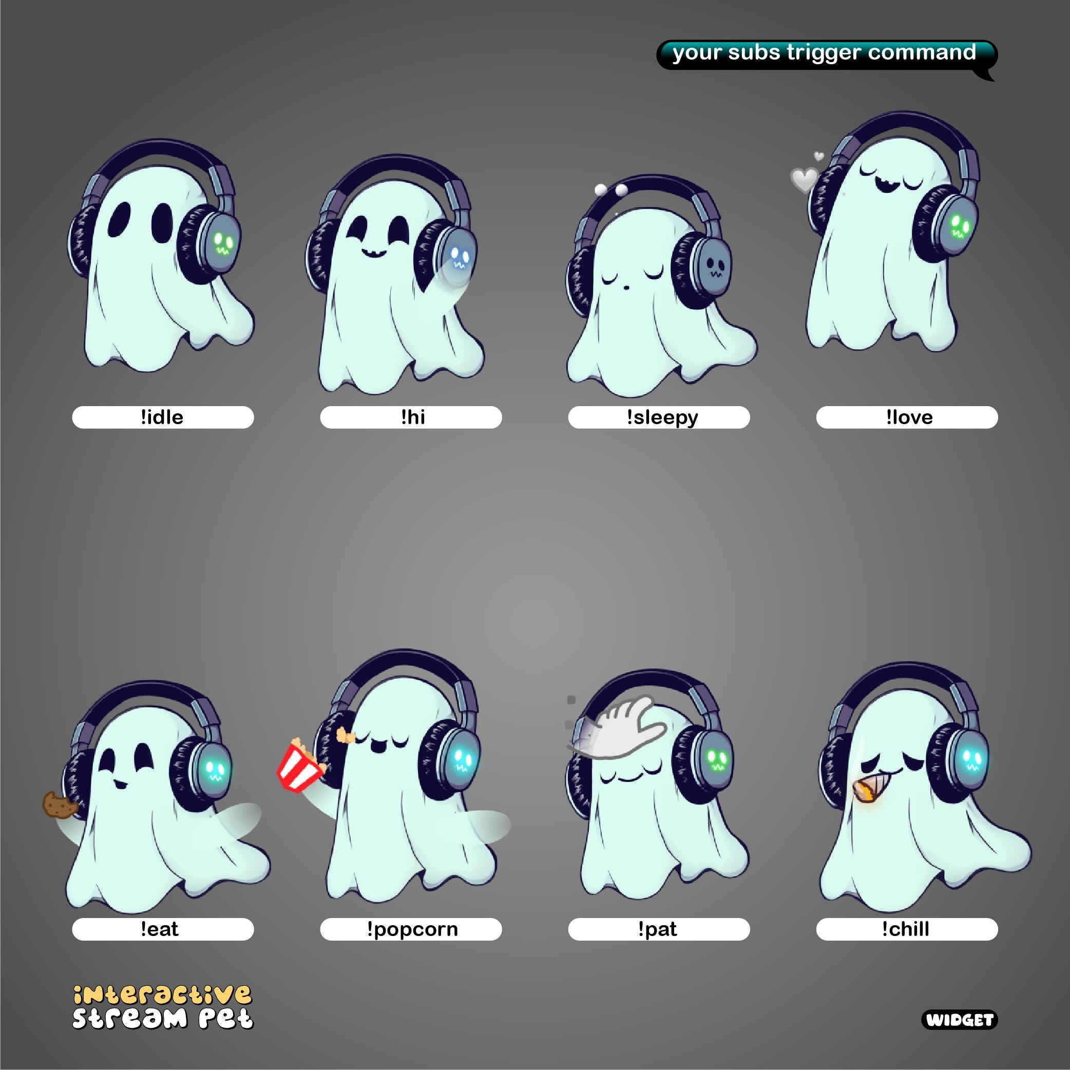Cute Ghost Stream Pet Overlay | Interactive Animated Virtual Pet for ...