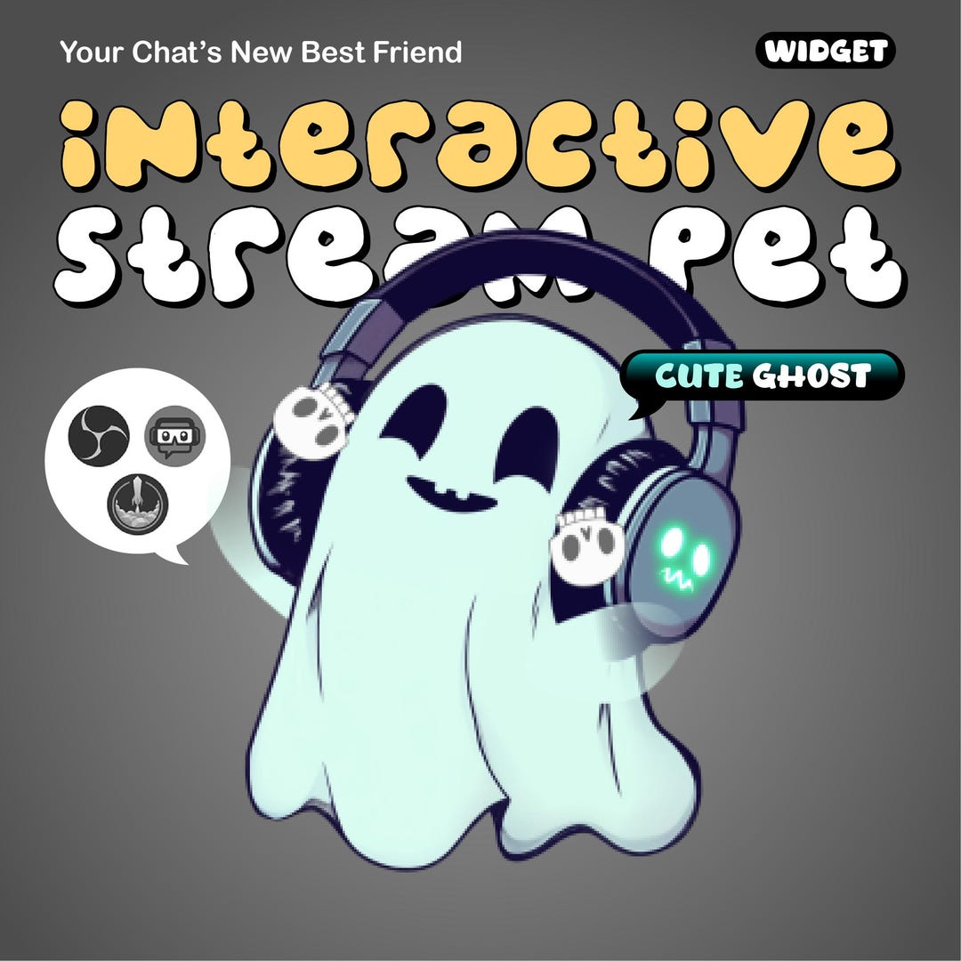 Cute Ghost Stream Pet Overlay | Interactive Animated Virtual Pet for ...
