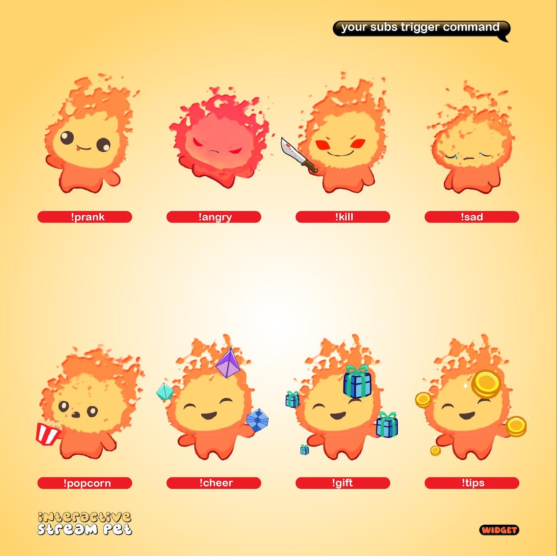 Fire Spirit Stream Pet Overlay | Interactive Animated Virtual Pet for ...