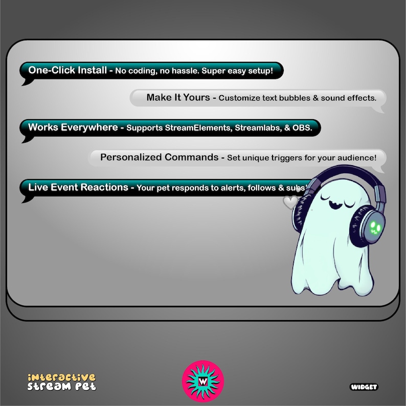 Cute Ghost Stream Pet Overlay | Interactive Animated Virtual Pet for ...