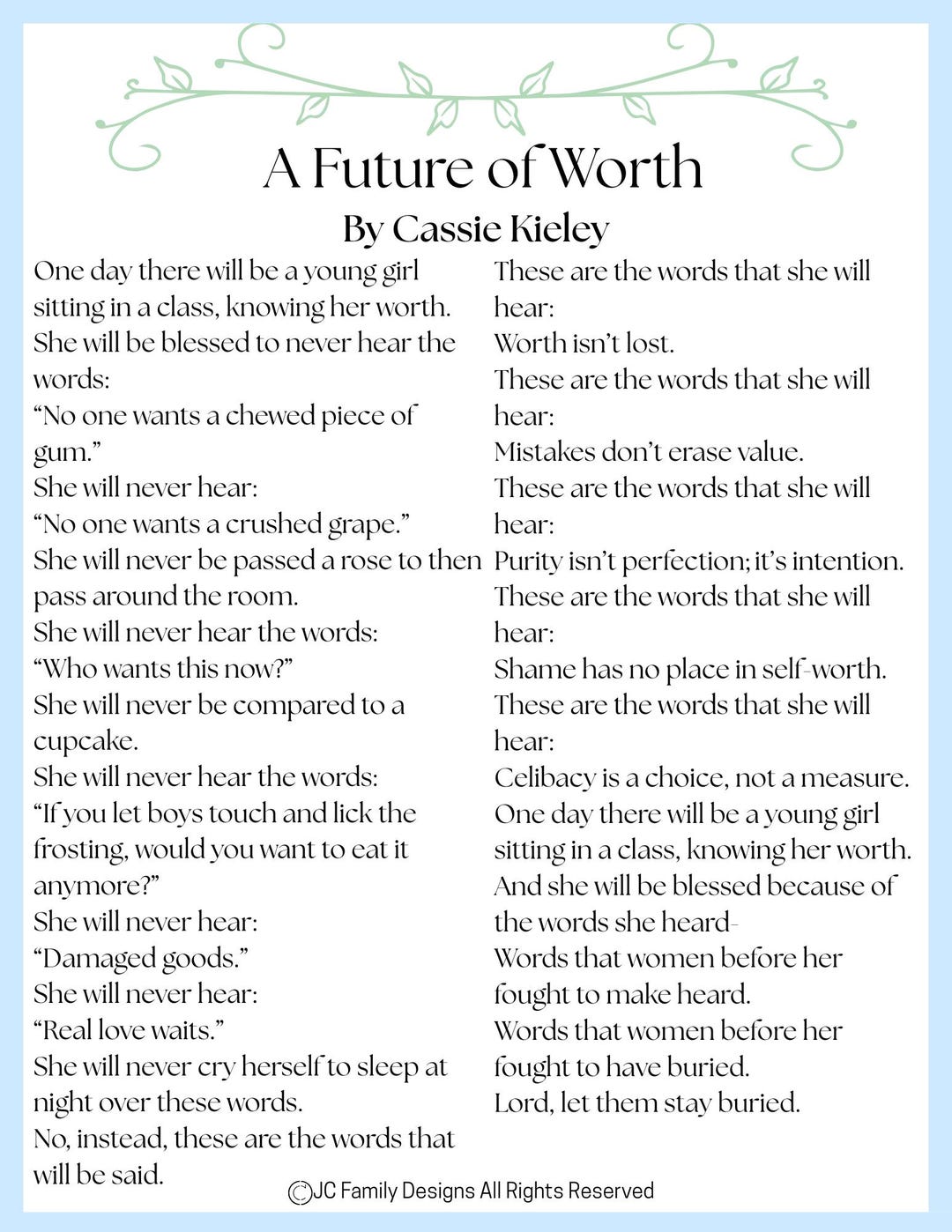 A Future of Worth Poem Print - Etsy