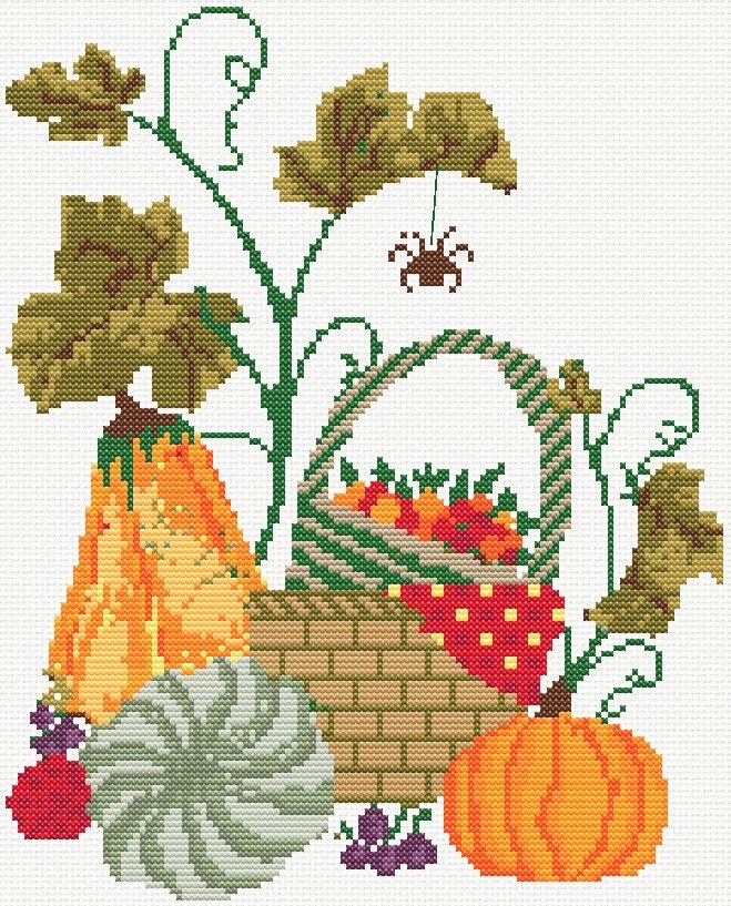 Autumn Harvest Instant Download PDF Cross Stitch Pattern. Pumpkin ...