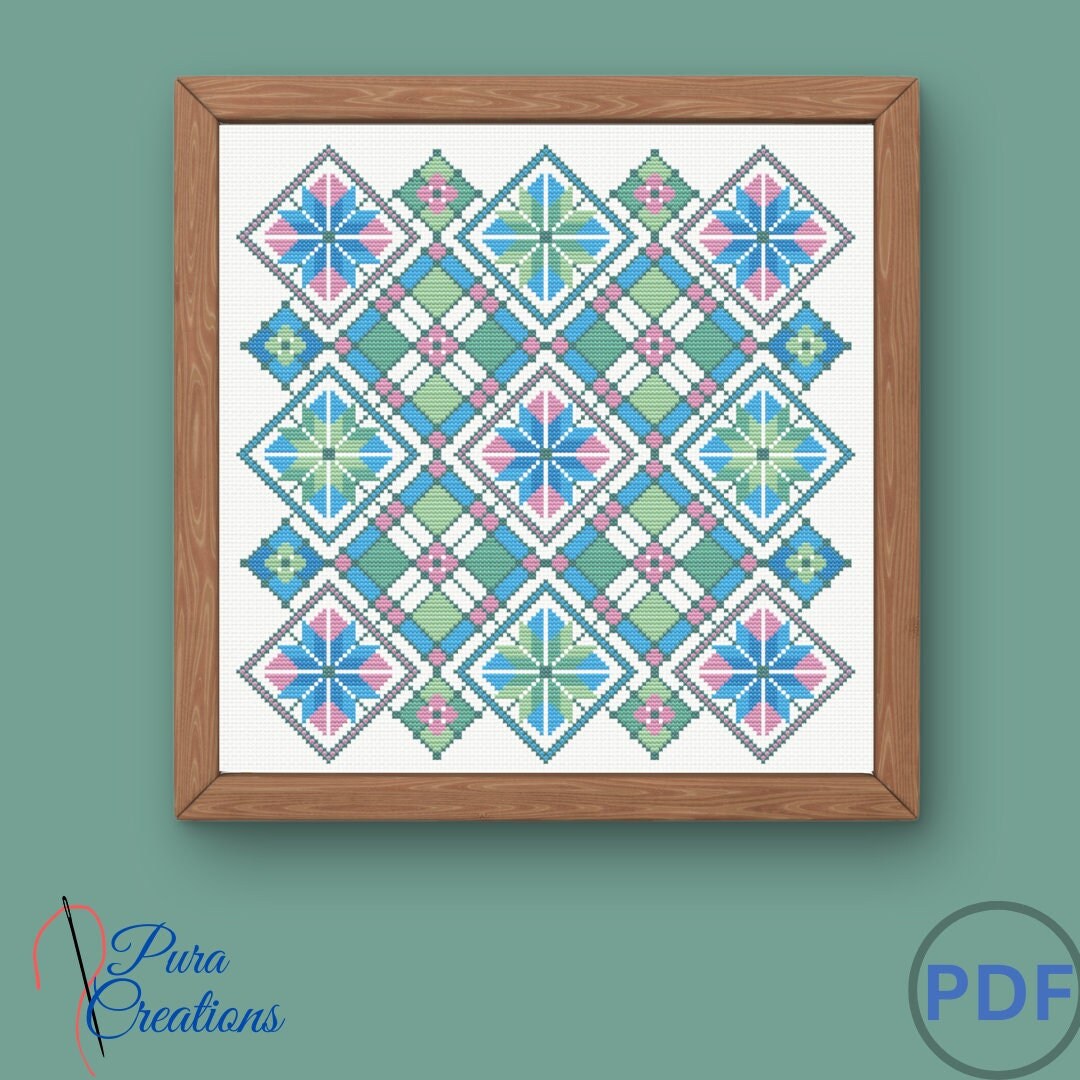 Teal Color Crosses. Download PDF. Symmetric Pattern. Cross Stitch ...