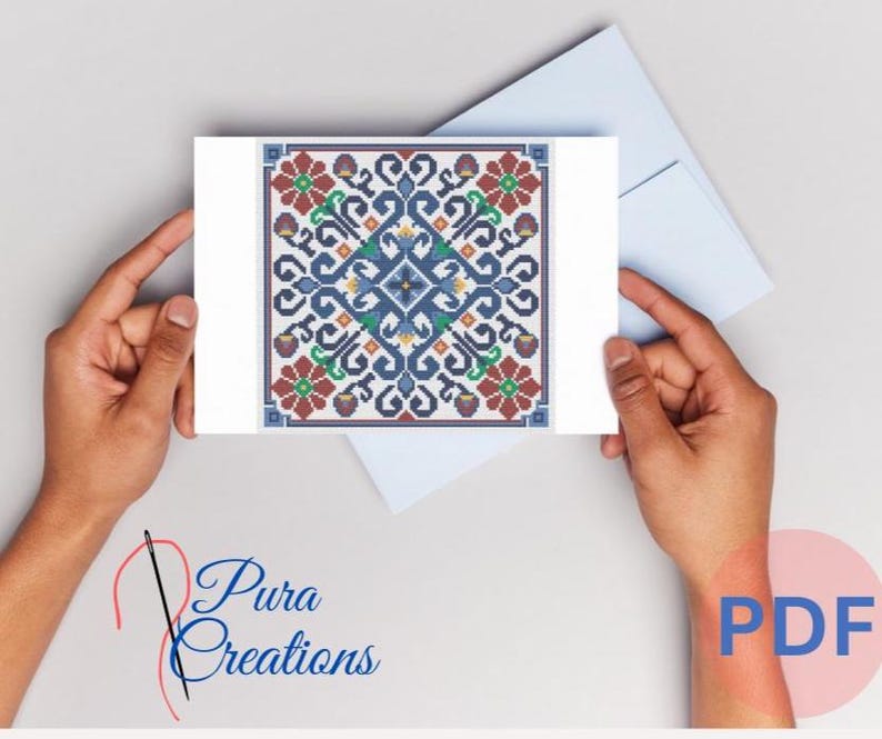 Talavera Cross Stitch Pattern – Andaluz Floral Medallion (PDF Pattern ...