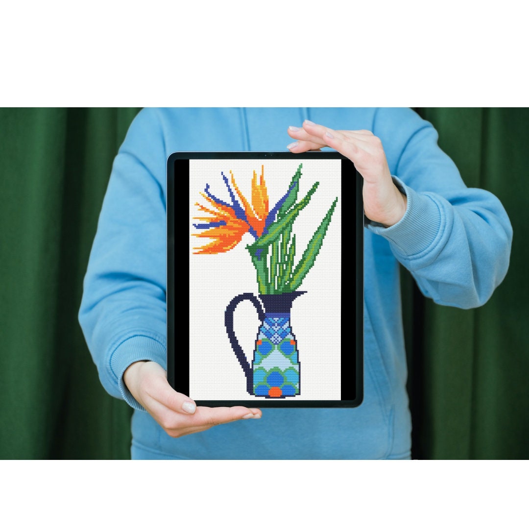 Strelitzia Greek Pitcher Cross Stitch Pattern. Flowers Chart. - Etsy
