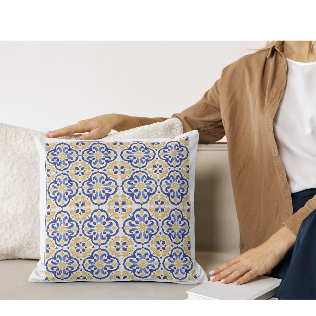 Portuguese Tiles Cross Stitch Pattern, Mosaic Cross Stitch Design ...