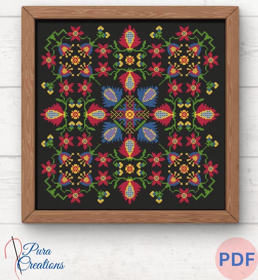 Balkan Floral Cross Stitch Pattern, Download PDF. Handmade Home Decor ...