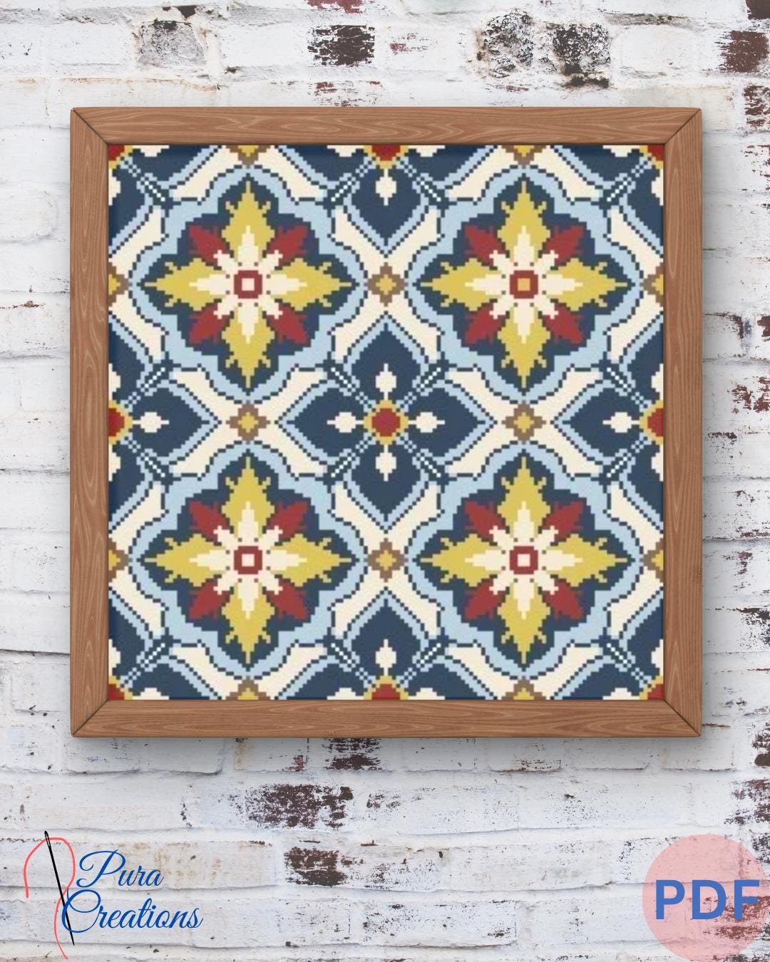 Andalusia Tile Cross Stitch Pattern: Mosaic Design (PDF Download) - Etsy