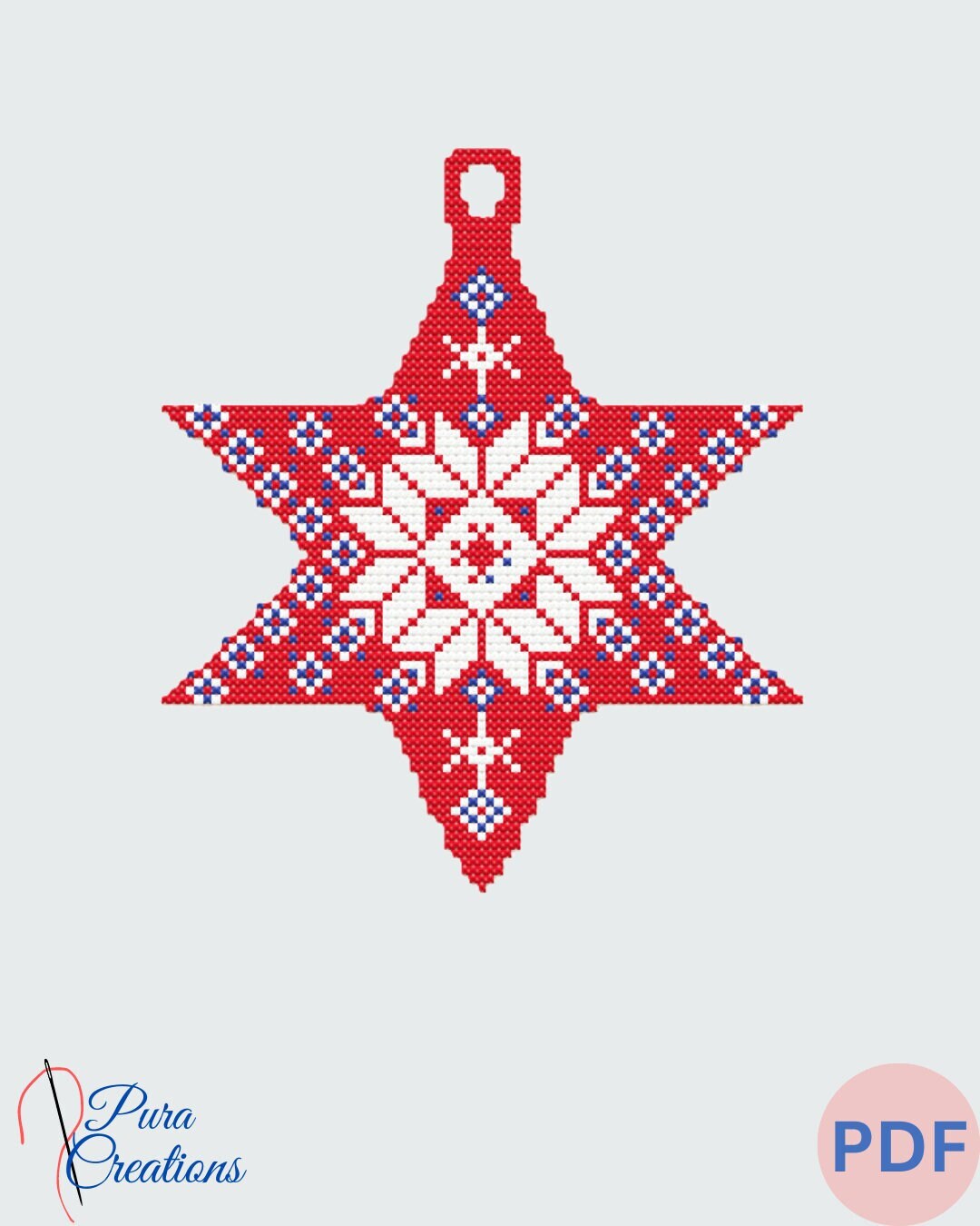 Star Pattern Ornament (digital Format Pdf)cross Stitch Pattern, Digital ...
