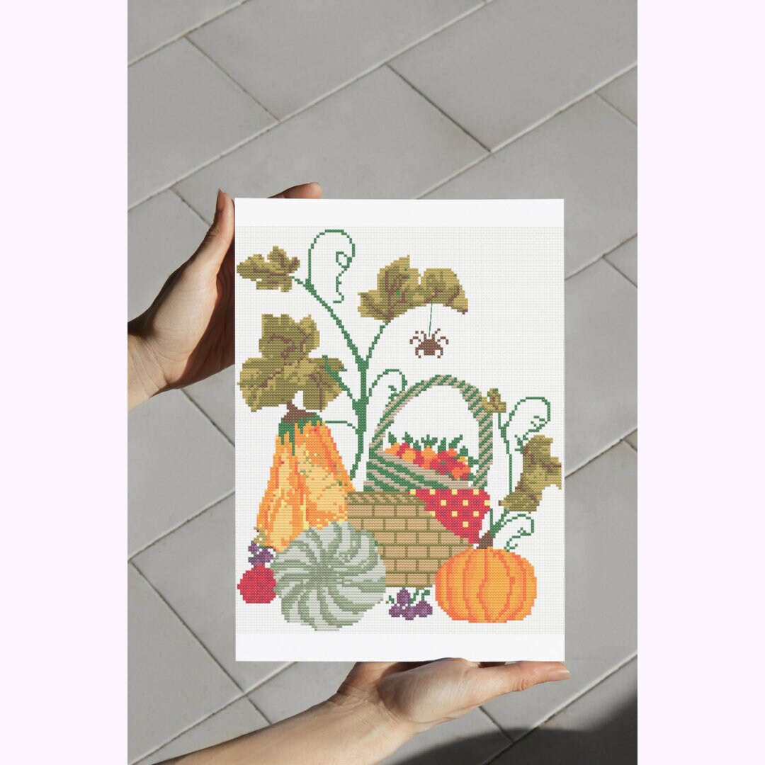 Autumn Harvest Instant Download PDF Cross Stitch Pattern. Pumpkin ...