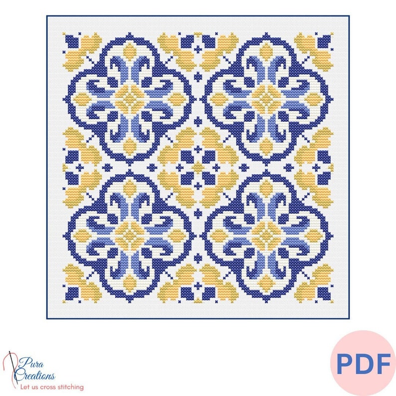Portuguese Tiles Cross Stitch Pattern, Mosaic Cross Stitch Design, Pattern Download PDF - Etsy