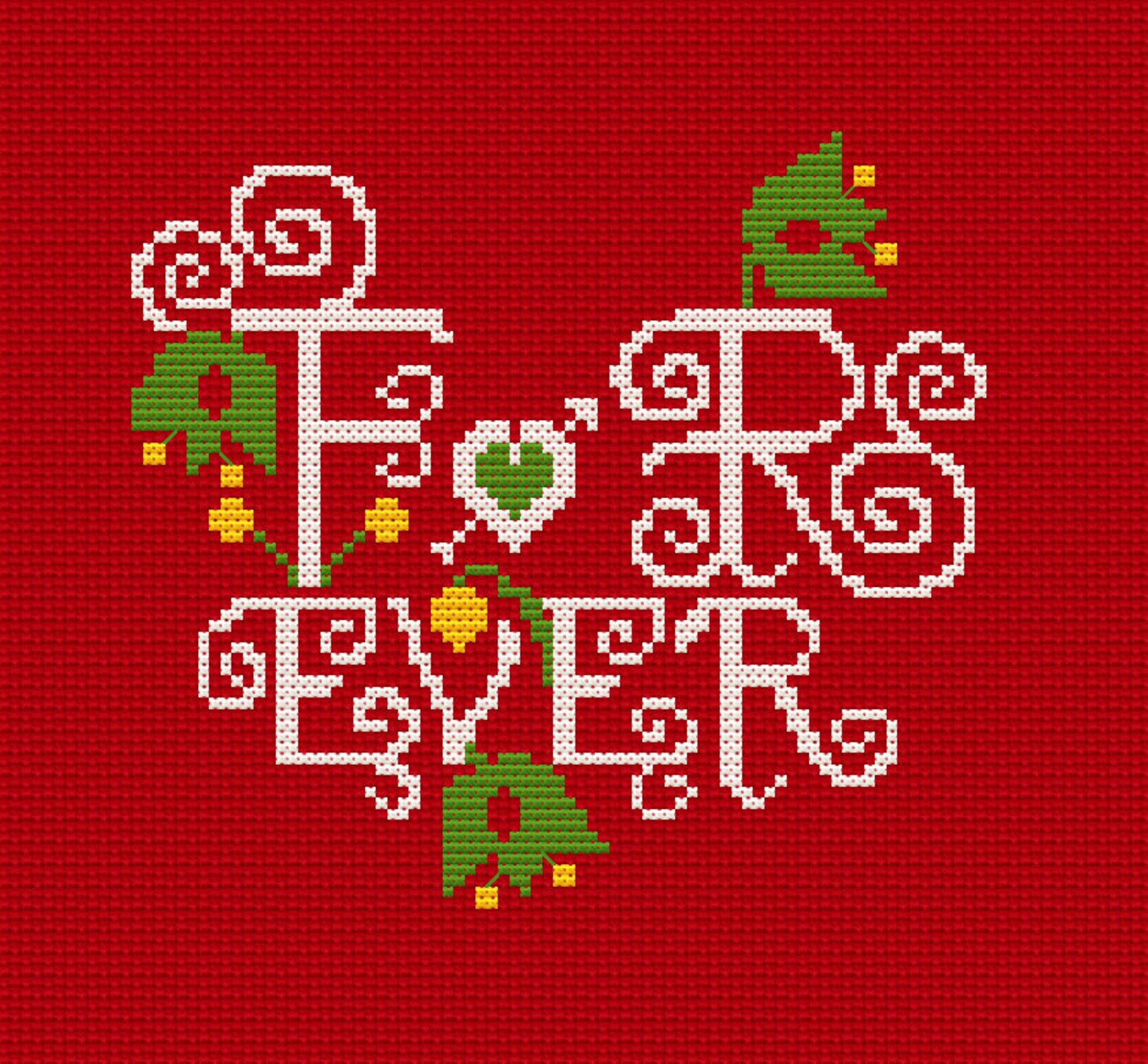 Love Forever Cross Stitch Pattern: Valentine's Day Quote (PDF Pattern ...