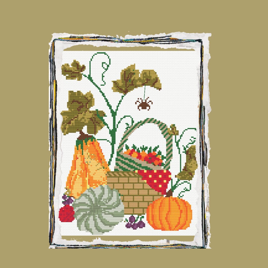 Autumn Harvest Instant Download PDF Cross Stitch Pattern. Pumpkin ...