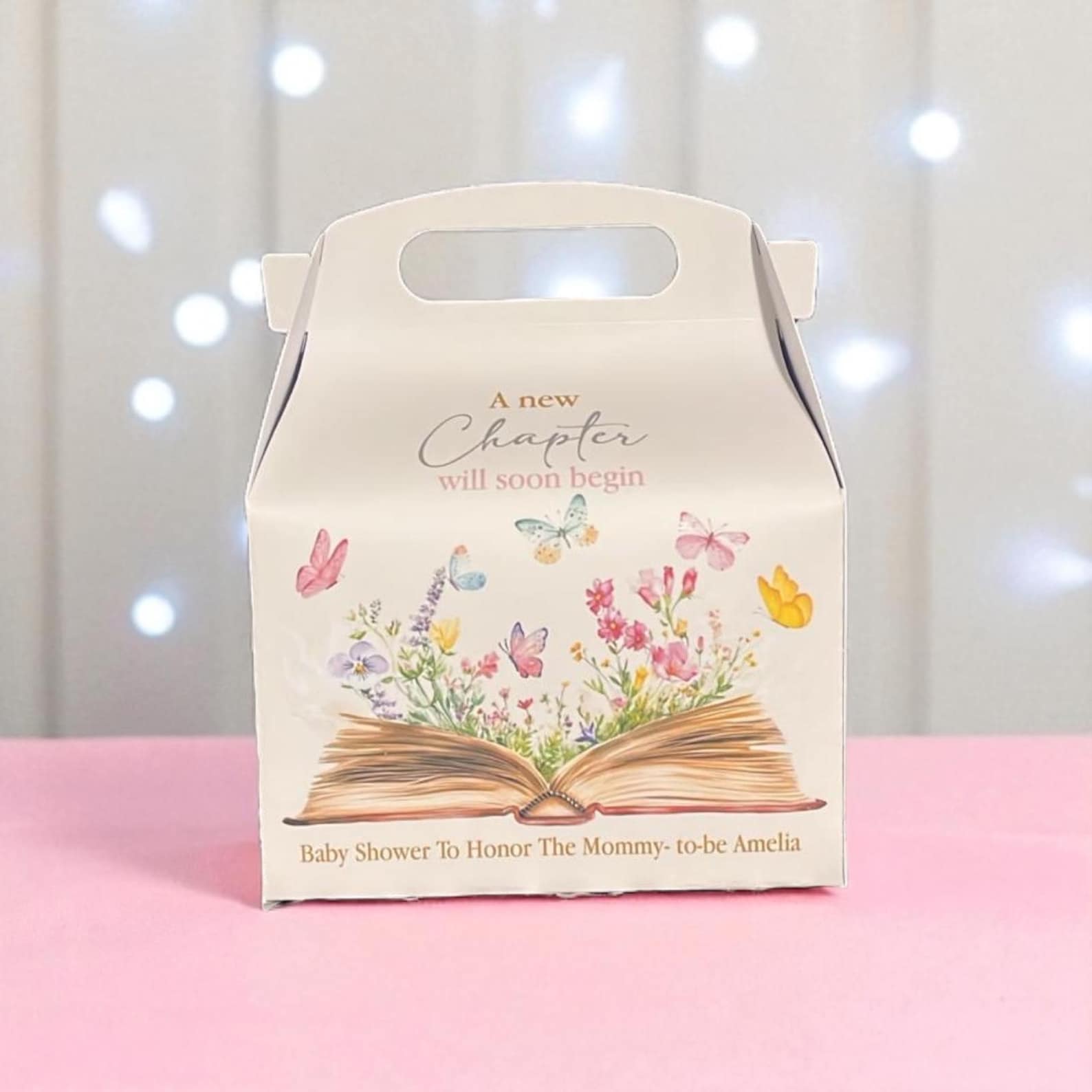 Storybook Baby Shower Favor Box – A New Chapter Theme – Floral Book ...