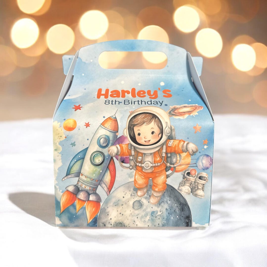 Rocket Birthday Favor Box - Outer Space Party Box - Astronaut Theme Gift Box - Personalized ...