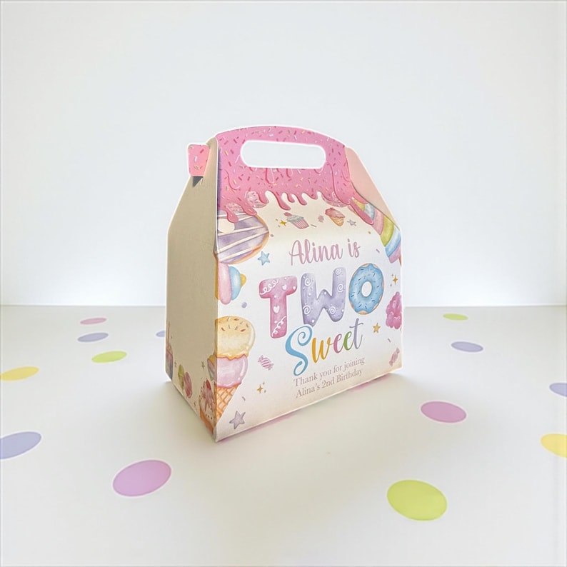 Two Sweet Birthday Favor Box: Candyland Party, Personalized Name - Etsy