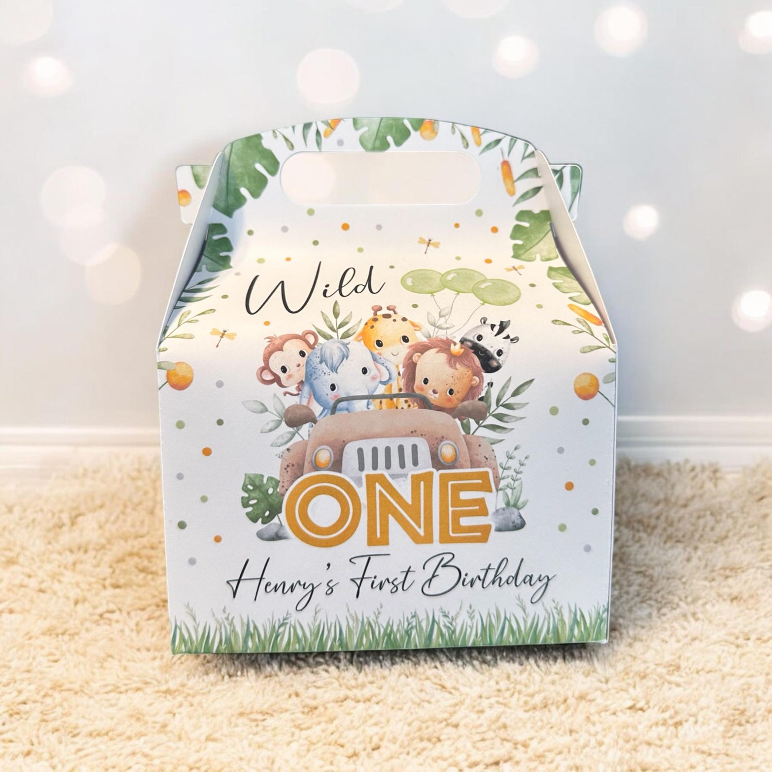 Wild One Safari Favor Box: Jungle Animal Theme Party Candy Chocolate ...