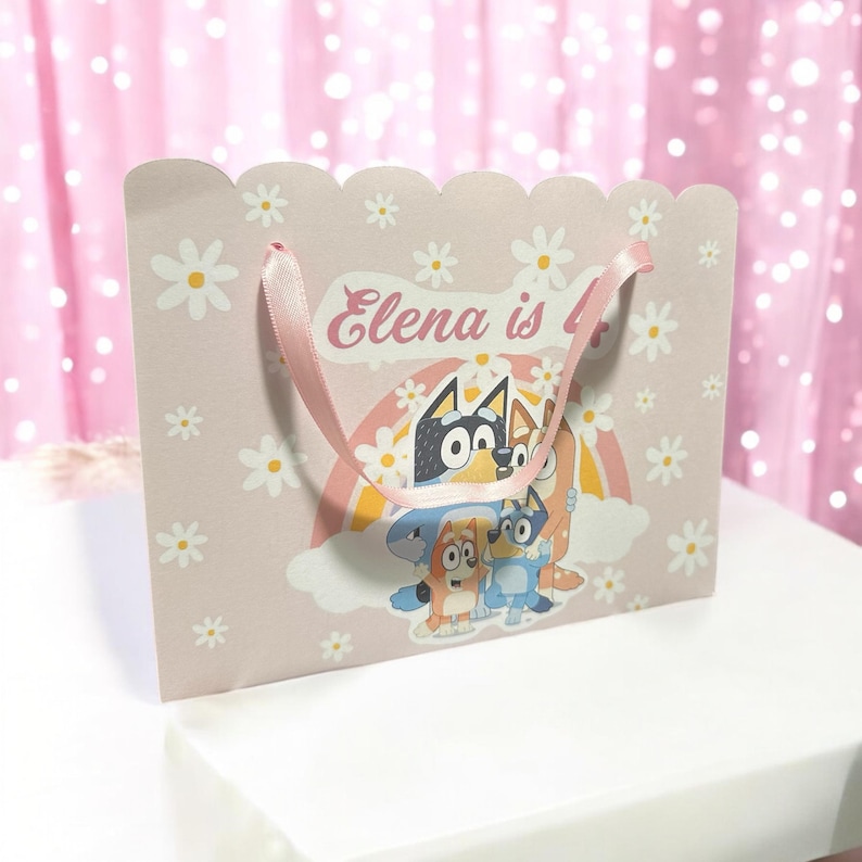 Personalized Pink Daisy Party Bag: Blue Dog Birthday Favor - Etsy