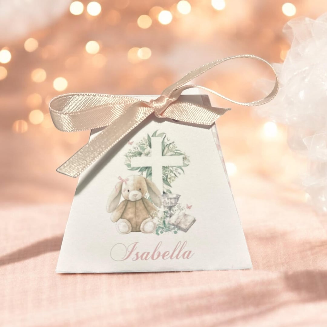 Personalized Baptism Favor Box - Christening Gift Box With Cross and ...