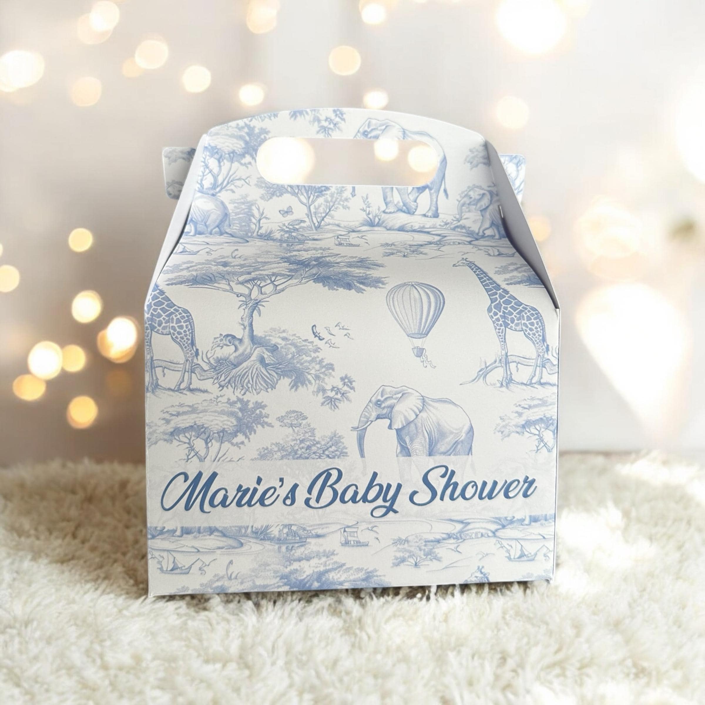 Blue Toile Safari Favor Box: Elegant Baby Shower Box - Etsy