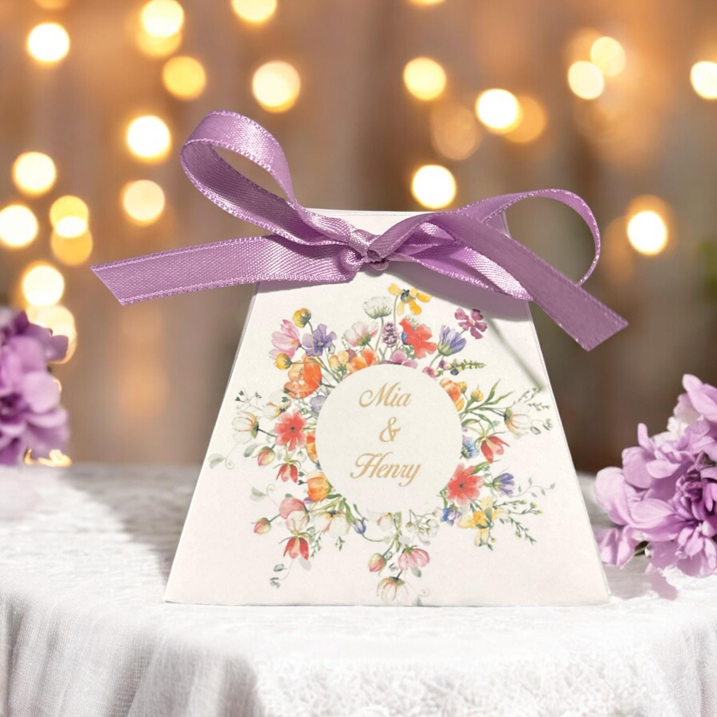 Floral Wedding Favor Box - Personalized Candy Box - Rustic Bridal ...