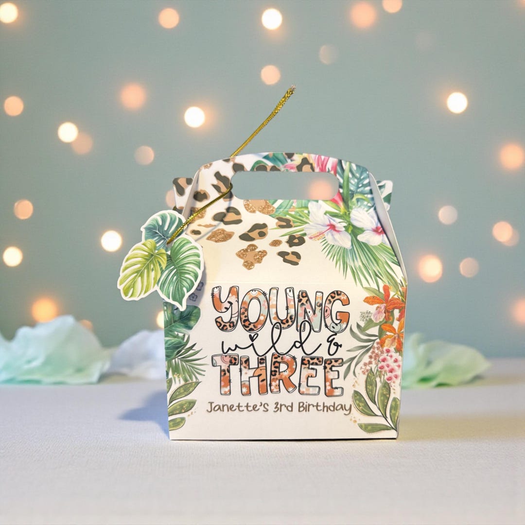 Young Wild and Three Favor Bag, Safari Birthday Chocolate Box - Jungle ...