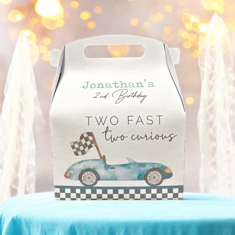 Two Fast Two Furious Party Favor Box - Race Car Theme Birthday Box ...
