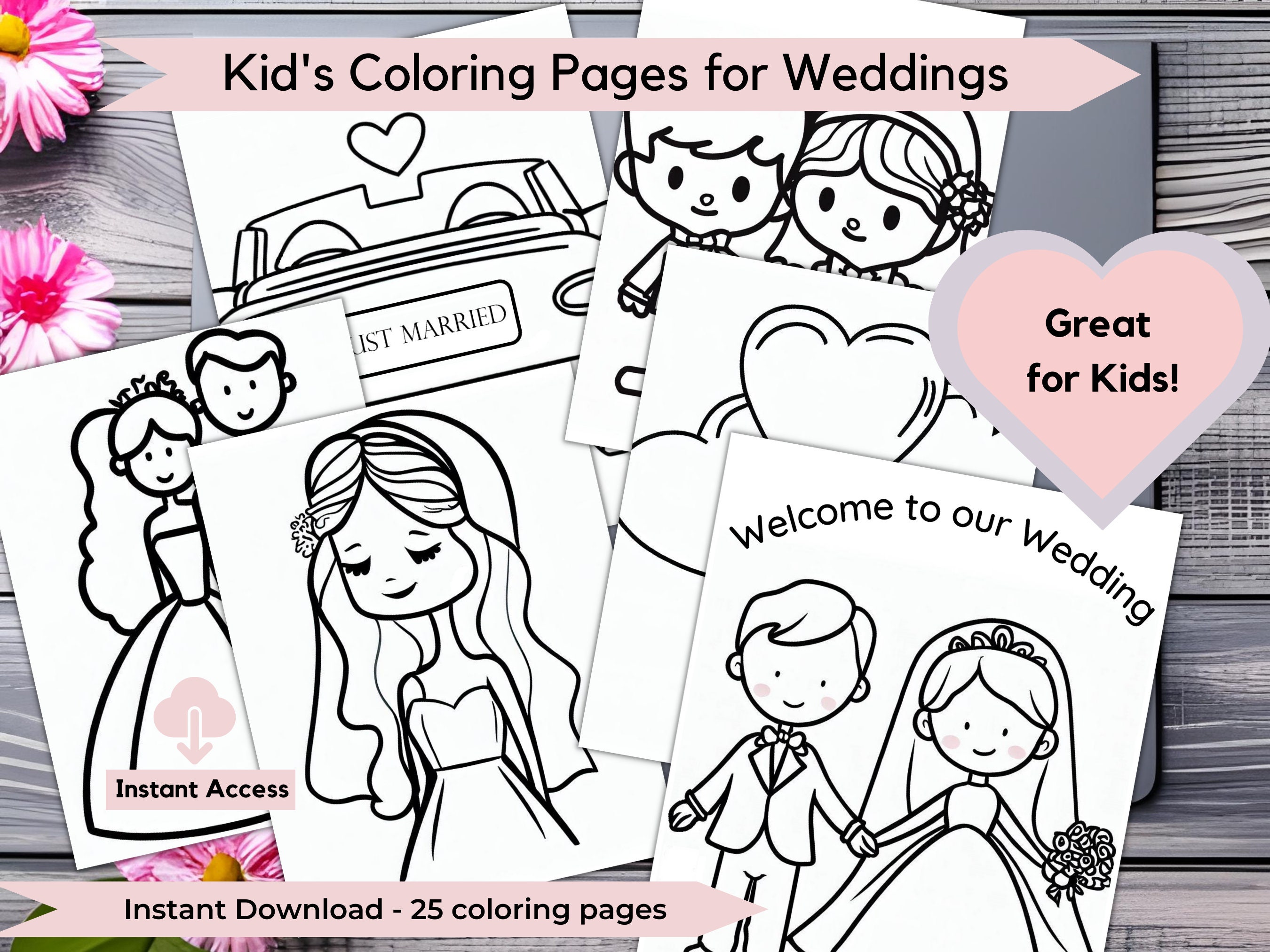 Wedding Coloring Book Wedding Coloring Pages Kid Wedding - Etsy