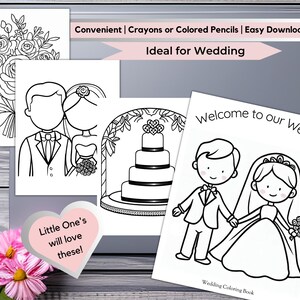 Wedding Coloring Book, Wedding Coloring Pages, Kids Rehearsal Dinner ...