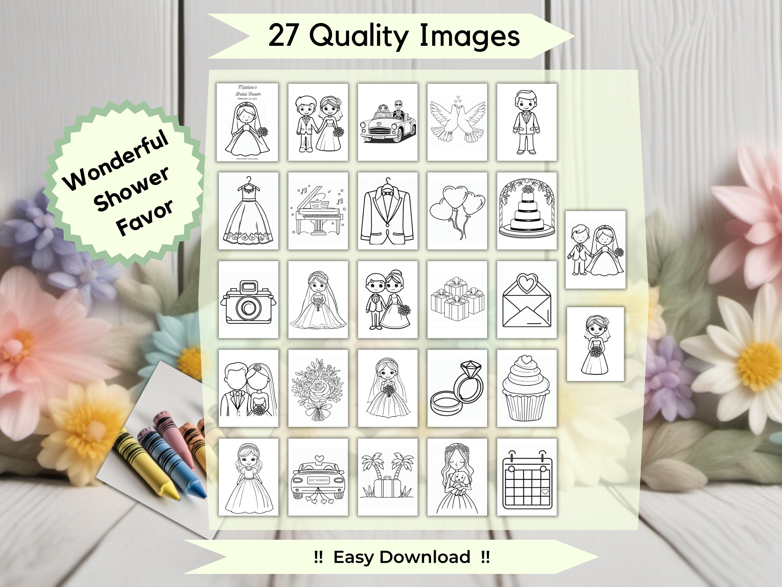 Bridal Shower Coloring Book, Bridal Shower Coloring Page, Kid Shower ...
