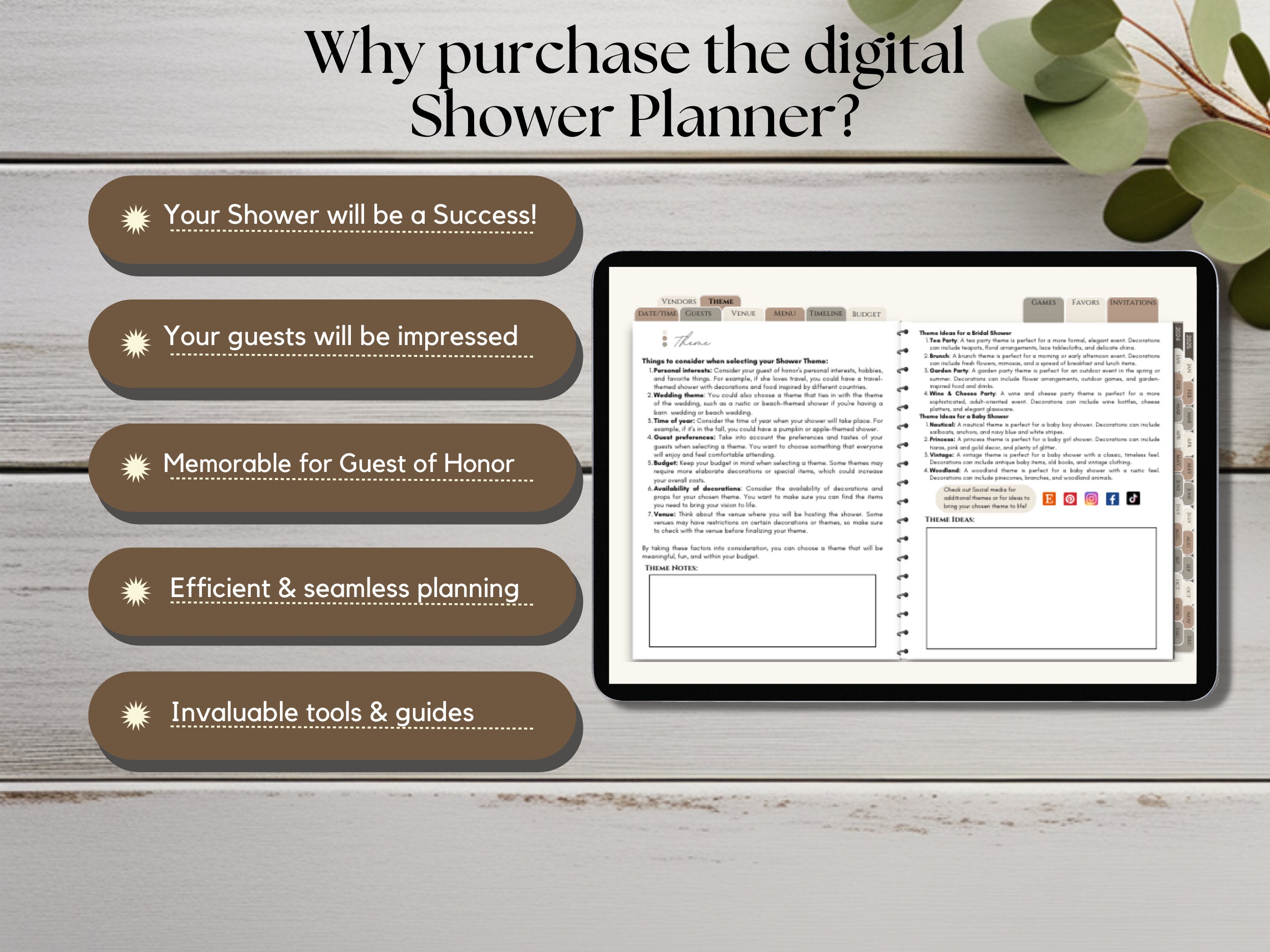 Digital Shower Planner Baby Shower Bridal Shower Engagement Party ...