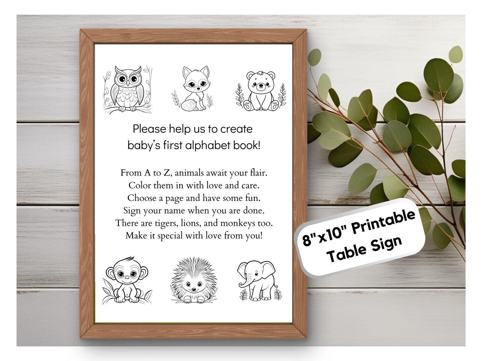 ABC Baby Shower Coloring Book, ABC Coloring Book, Alphabet Coloring ...