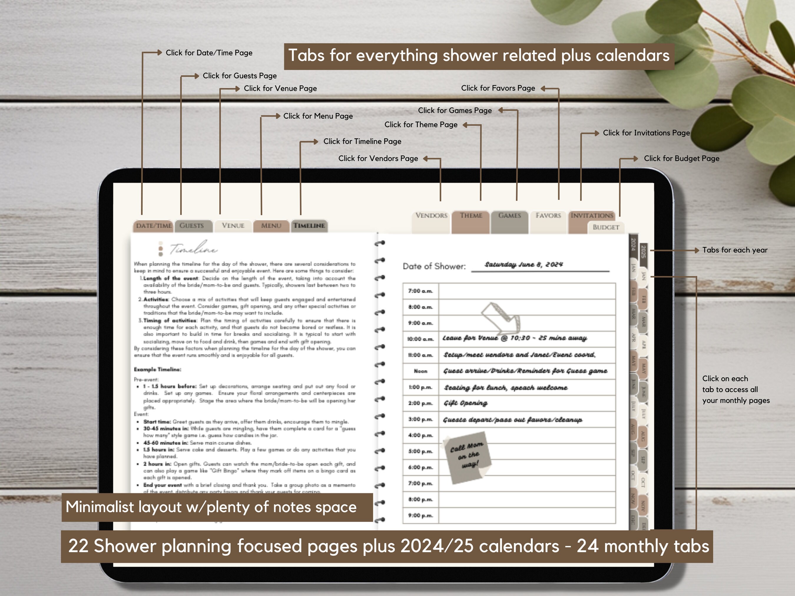 Digital Shower Planner Baby Shower Bridal Shower Engagement Party ...